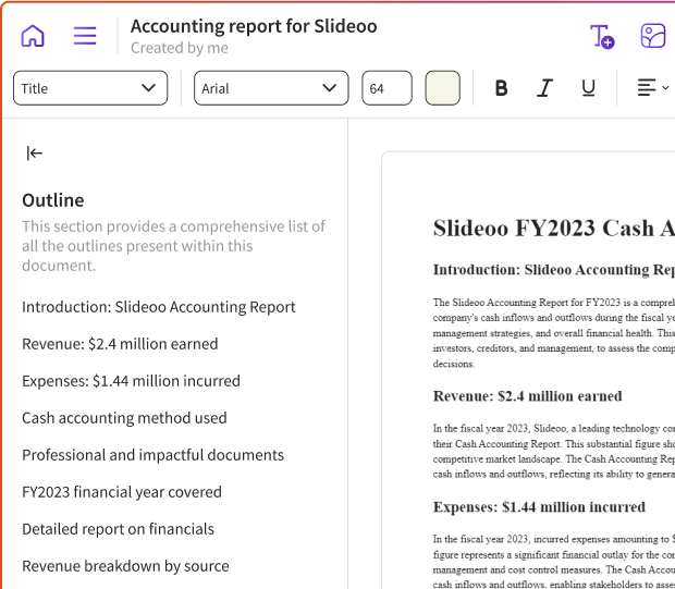 Slideoo: AI-powered tool for Presentations and Documents